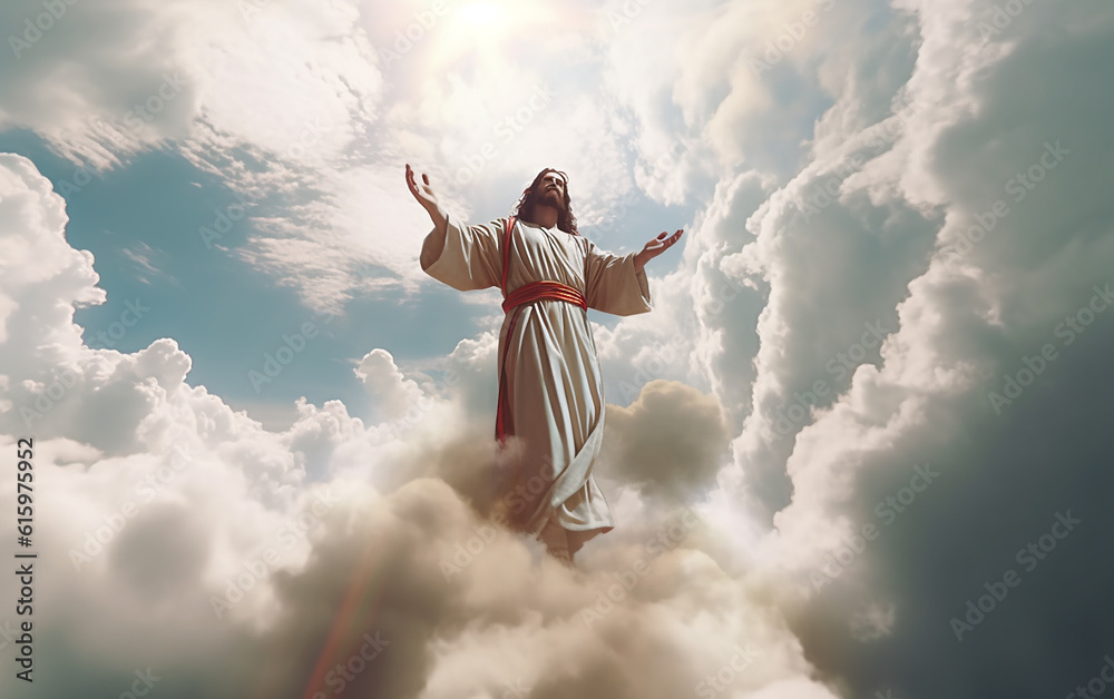 Jesus Christ. Jesus Christ descends from above, reaching out his hands ...