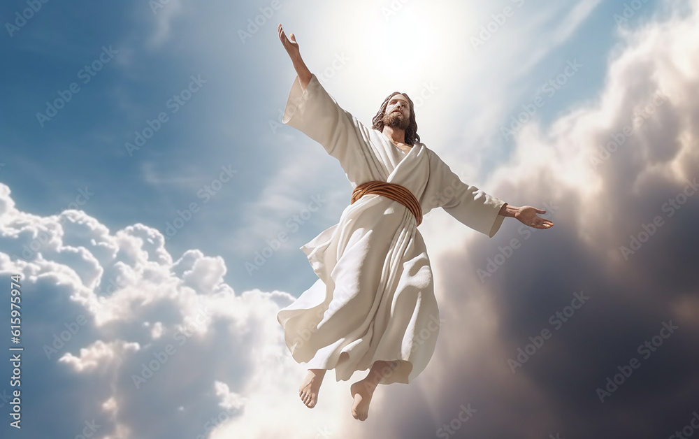 Jesus Christ. Descending from above, Jesus Christ reaches out his hands ...