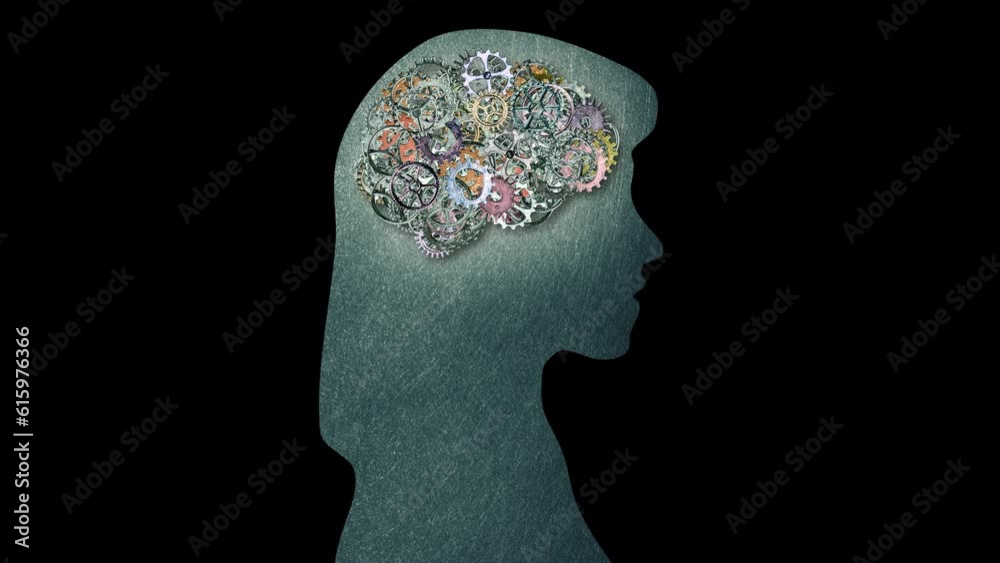 Female brain cogs gears Brain cogs gears alpha Thinking woman ...