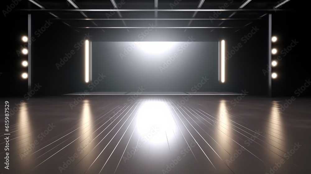 The concrete floor and studio room with smoke float up the interior ...