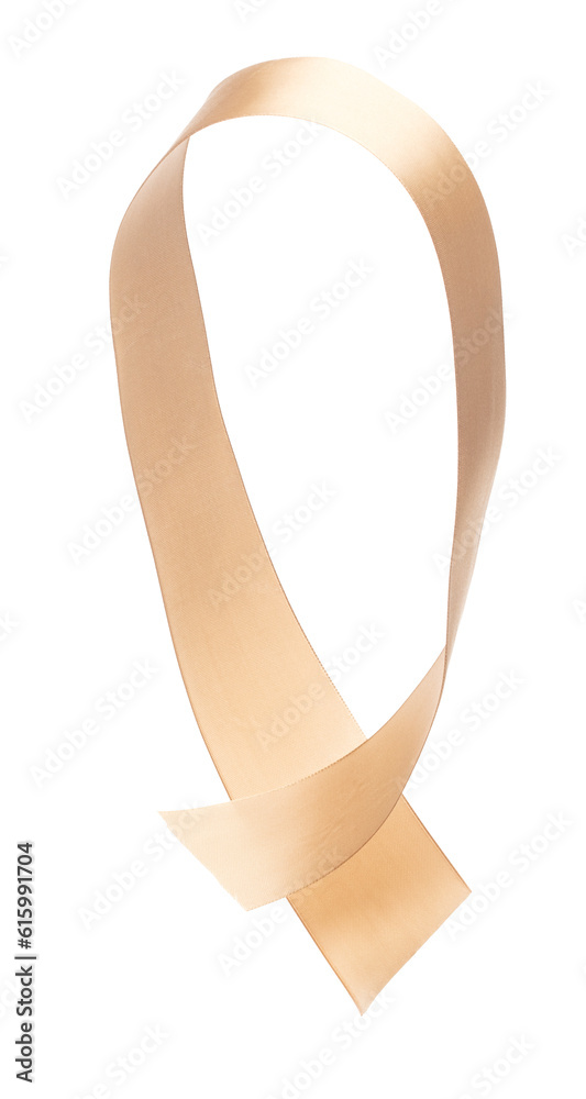 Gold ribbon long straight fly in air with curve roll shiny. Golden ...
