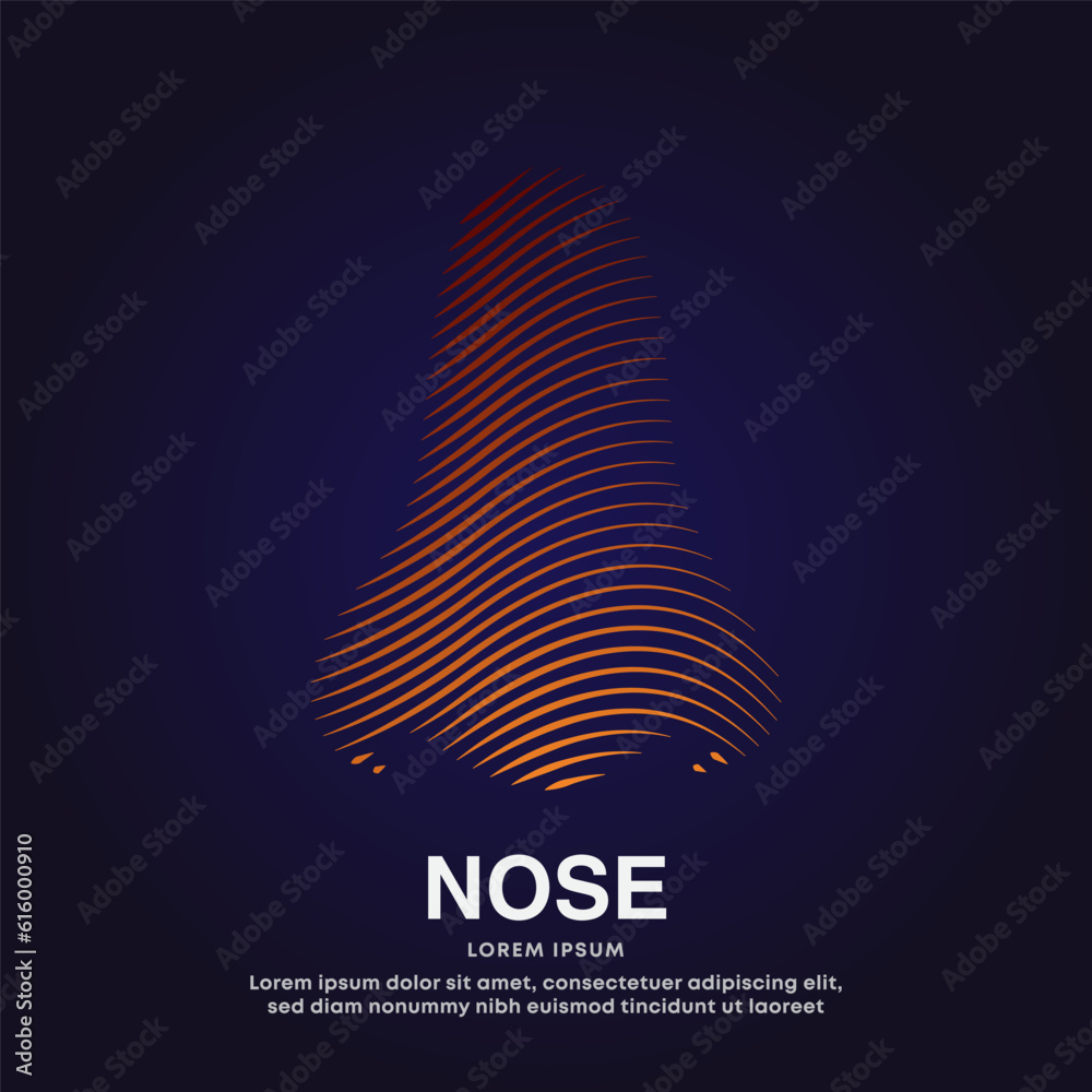 Human Nose medical structure. Vector logo Nose color silhouette on a ...