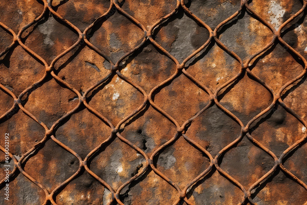 Deteriorated Metal Grate: A rusted and worn metal grate or mesh ...