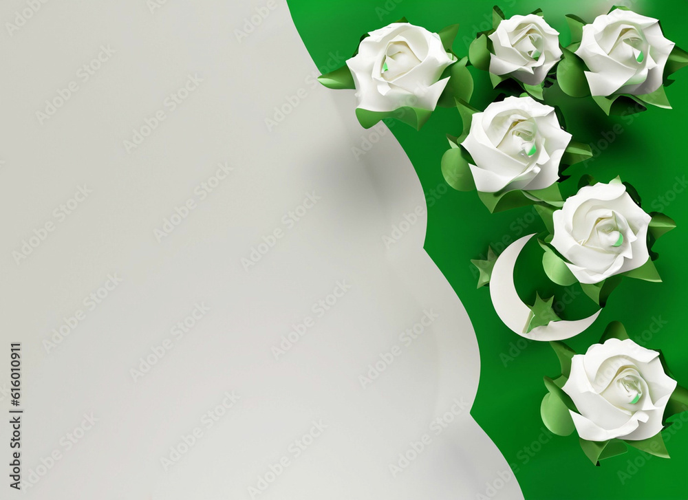 Pakistan flag background with flowers Stock Illustration | Adobe Stock