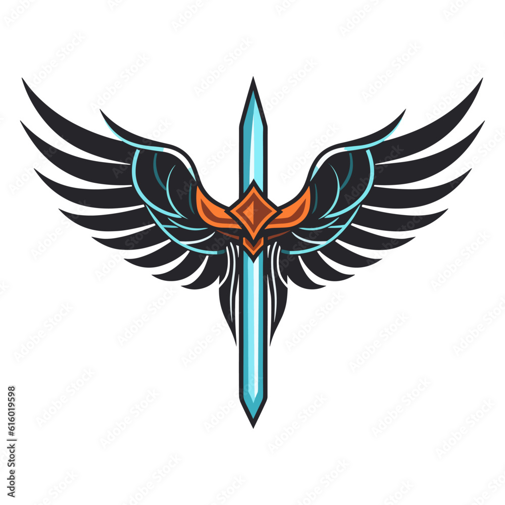 wings sword logo symbols vector clip art illustration Stock Vector ...