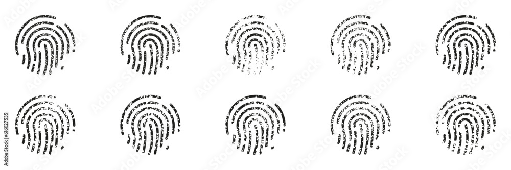 Finger Print, Thumbprint Silhouette Icon Set. Biometric Identification ...