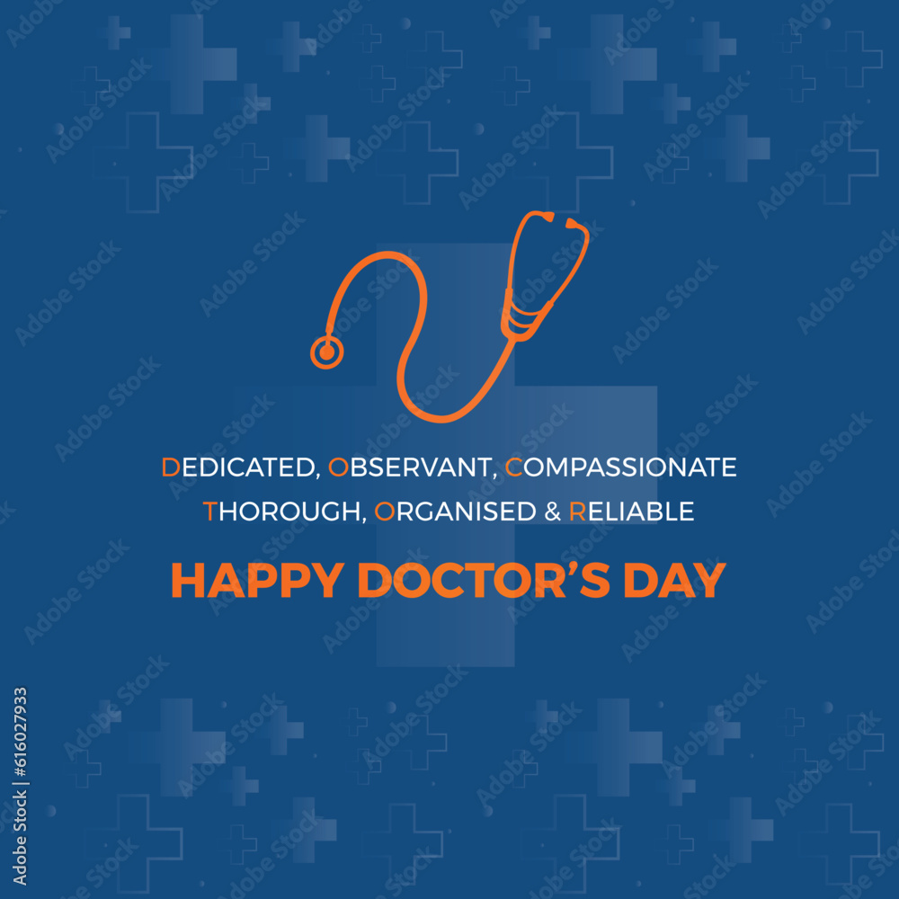 Happy Doctor's Day, National Doctors Day Wishes Post Vector Stock ...
