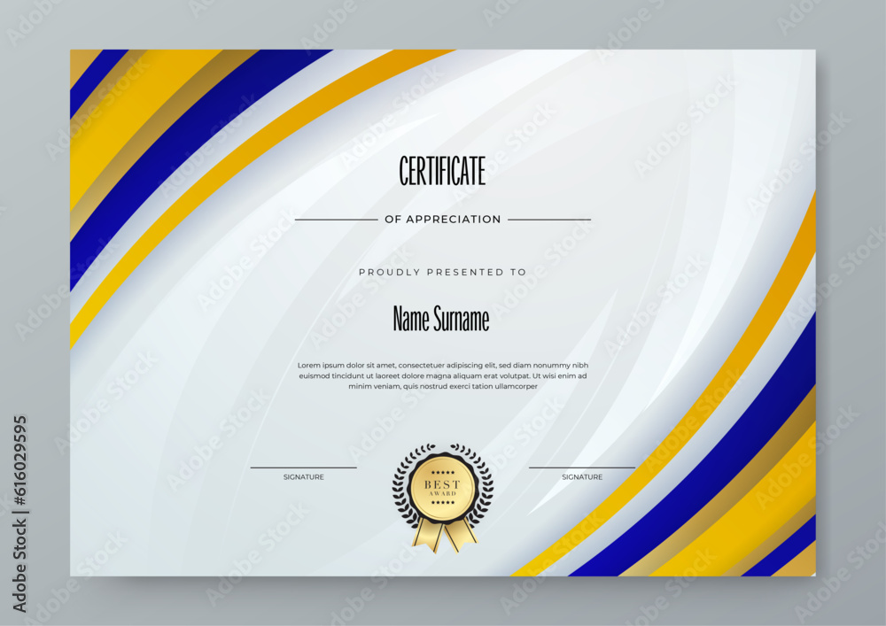 certificate of appreciation border template with luxury badge and ...