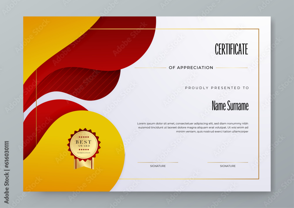 Modern elegant luxury red and orange diploma certificate template ...