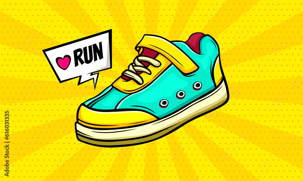 Hand draw comic shoes cartoon pop art design Stock Vector | Adobe Stock