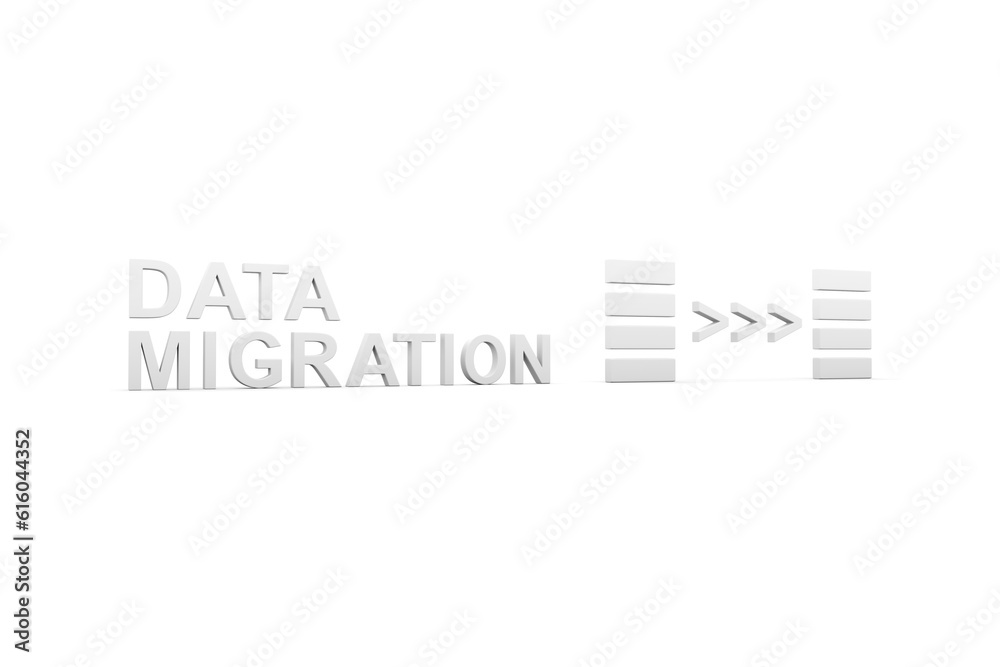 DATA MIGRATION concept white background 3d render illustration Stock ...