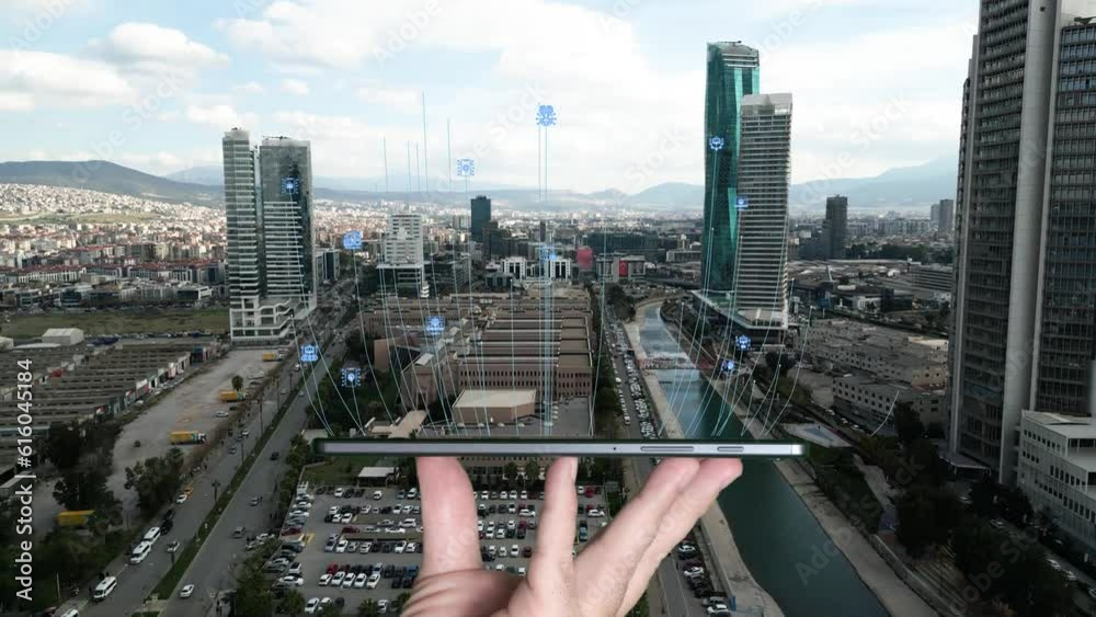 Smart city IOT internet of thing ICT digital technology futuristic ...