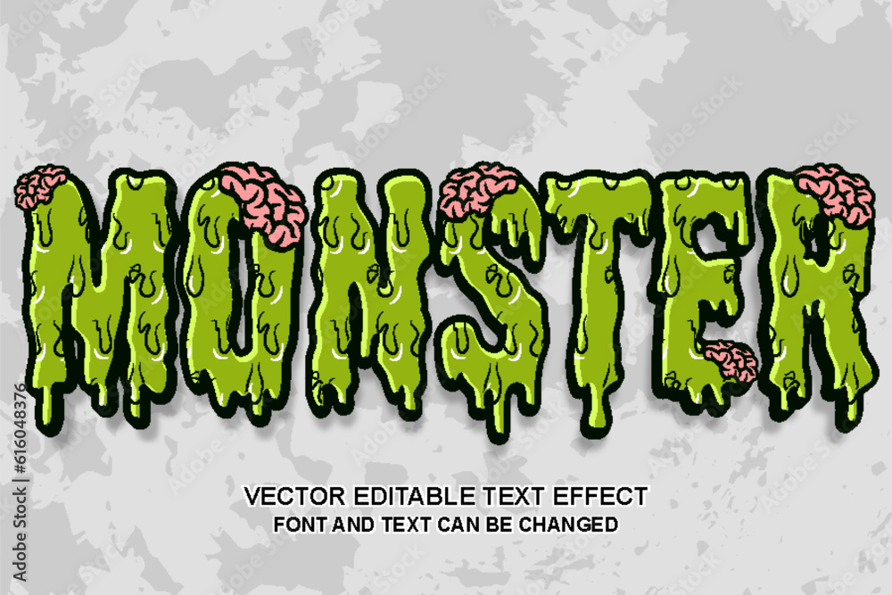 monster attack melting cartoon style typography lettering editable text ...