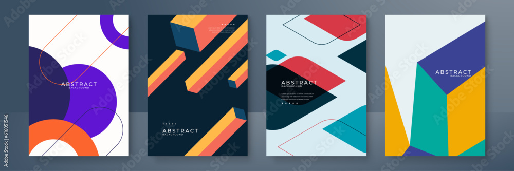 Abstract isometric geometric shape layout poster design template ...