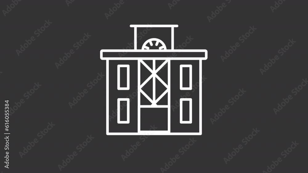 Animated elevator white line icon. Lift technology animation. Vertical ...