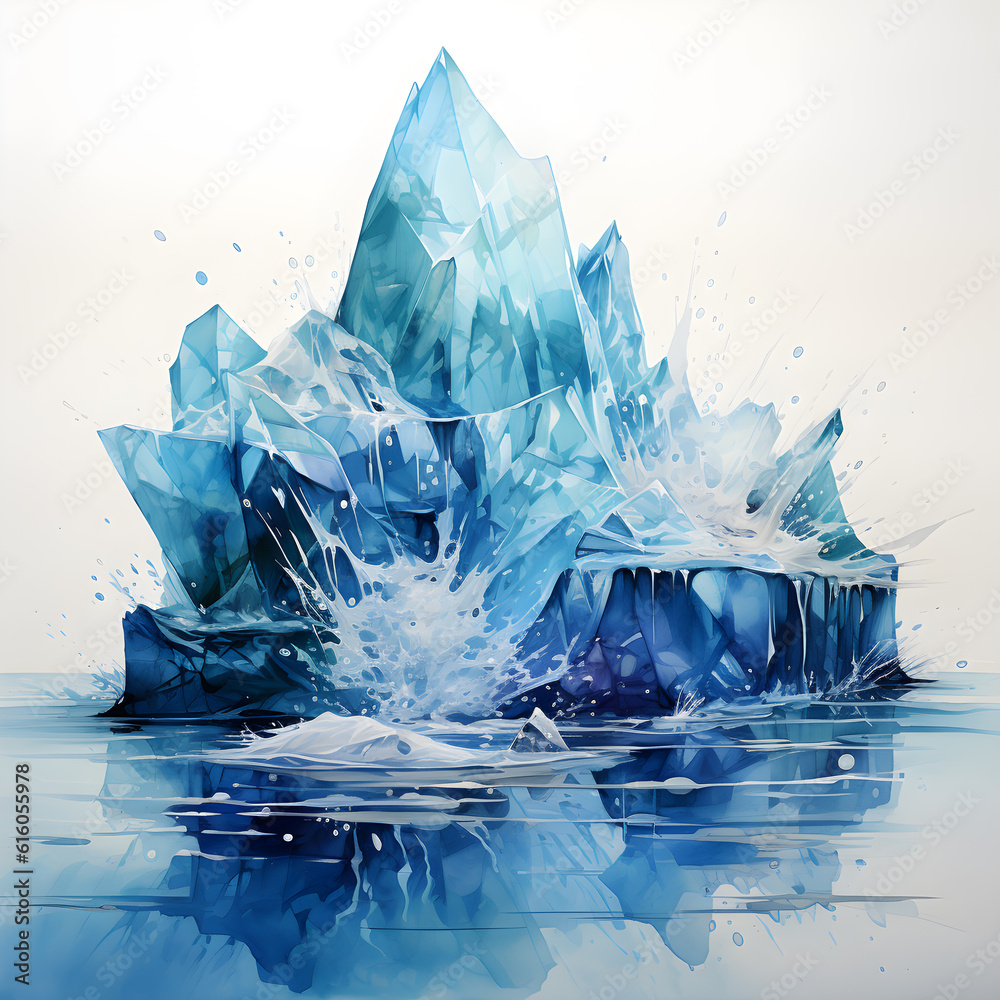abstract representation of iceberg gradually dissolving into water ...