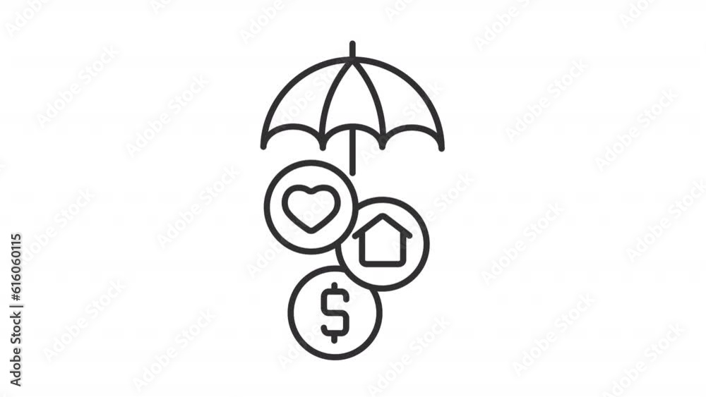 Insurance company icon animation. Animated line insurance service ...