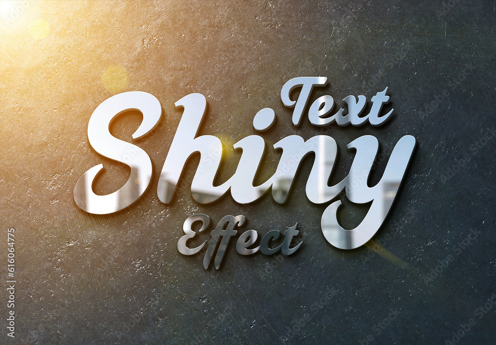 Enlightened Reflective Metal Text Effect on Concrete Surface Mockup ...