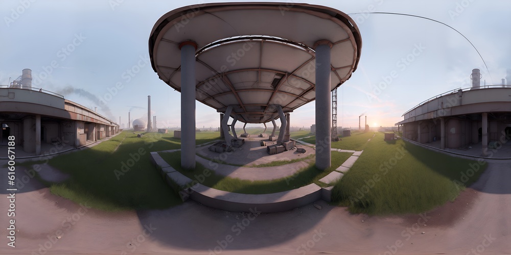 Abandoned plant factory Panorama full 360 degrees hdri Stock ...