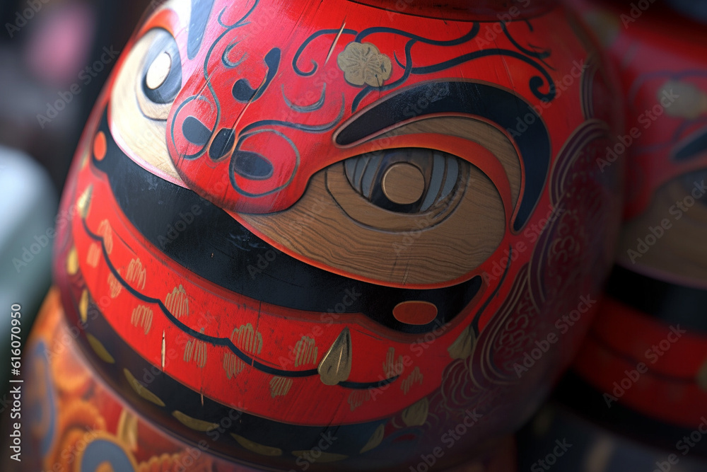 Daruma doll Japanese culture on black background. Generative ai. Stock ...