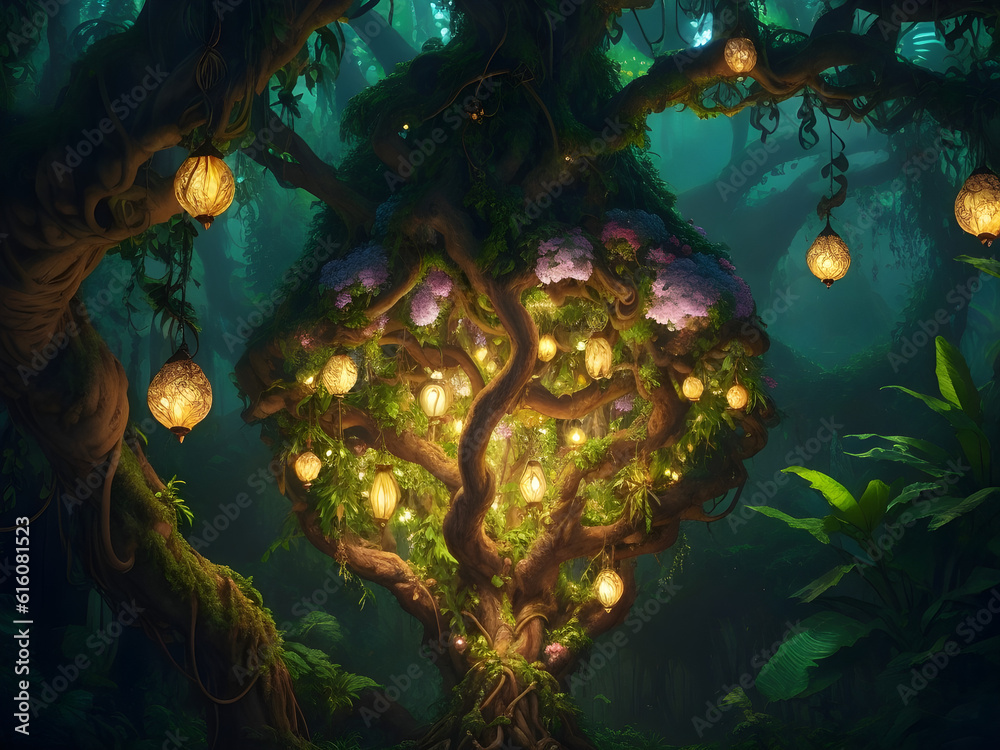 Experience the enchantment of a magical bulb illuminating a vibrant ...