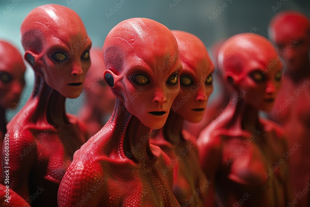 The red - skinned aliens, with their vibrant and fiery appearance, are confronted with the ...