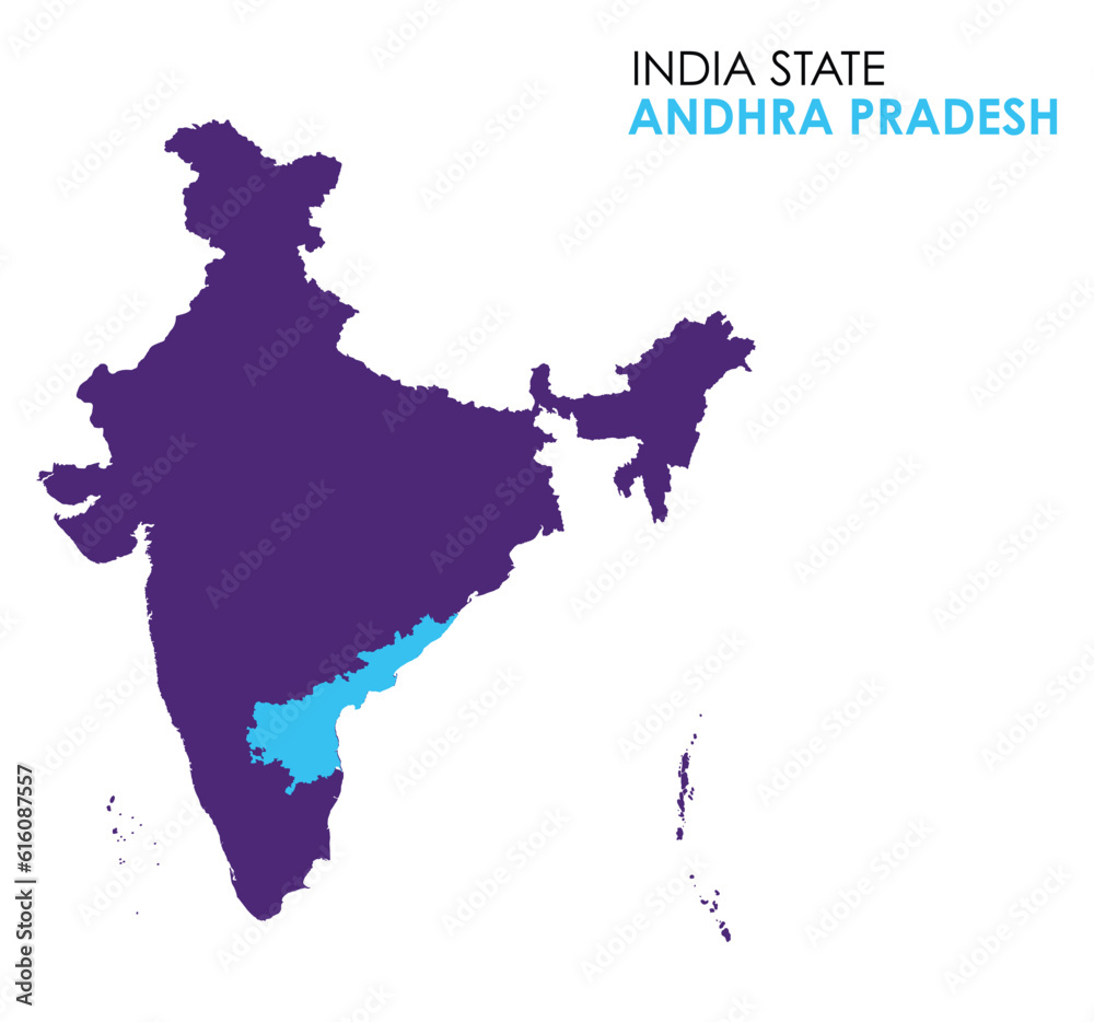 Andhra Pradesh map of Indian state. Andhra Pradesh map vector ...