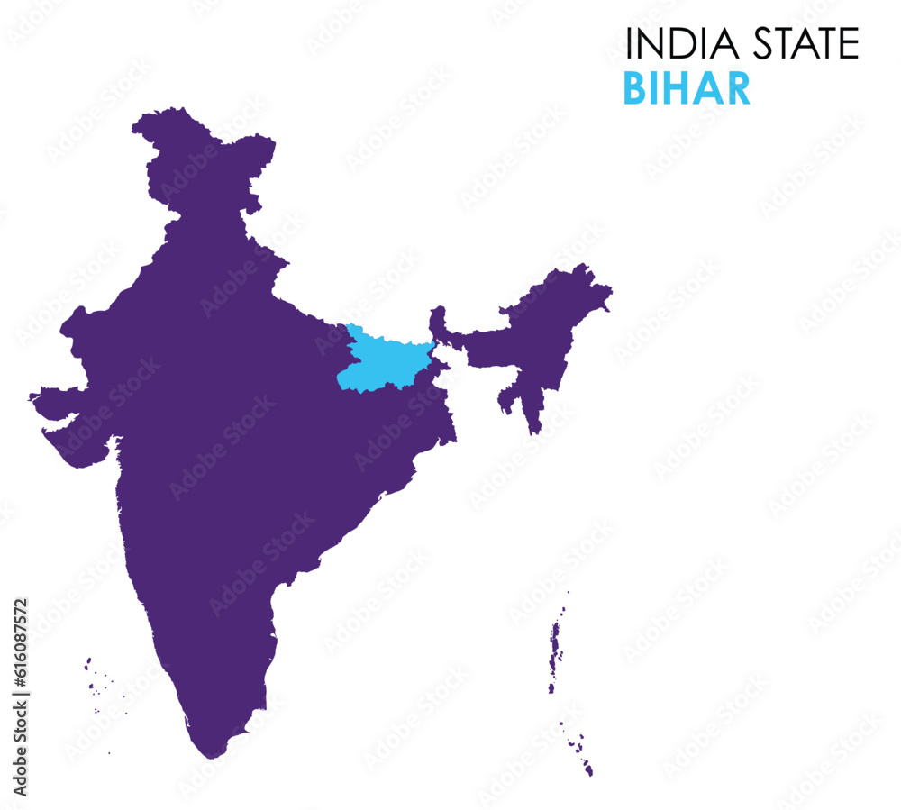 Bihar map of Indian state. Bihar map vector illustration. Bihar vector ...