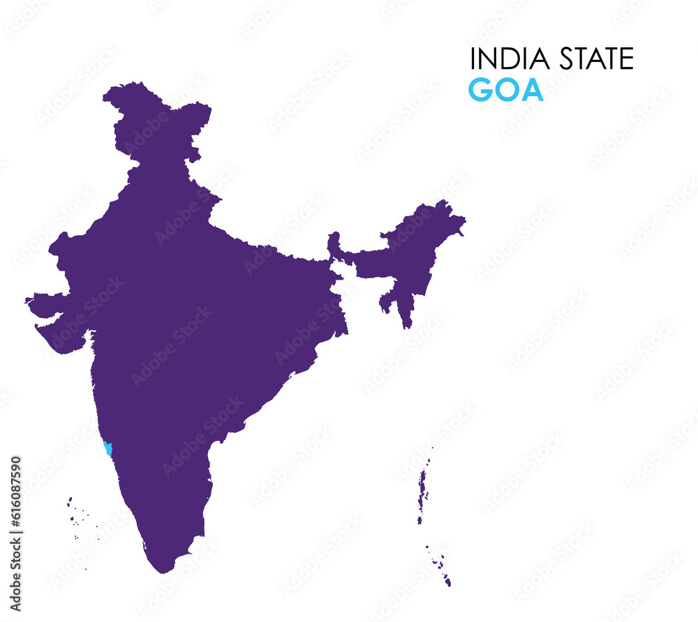 Goa map of Indian state. Goa map vector illustration. Goa vector map on ...