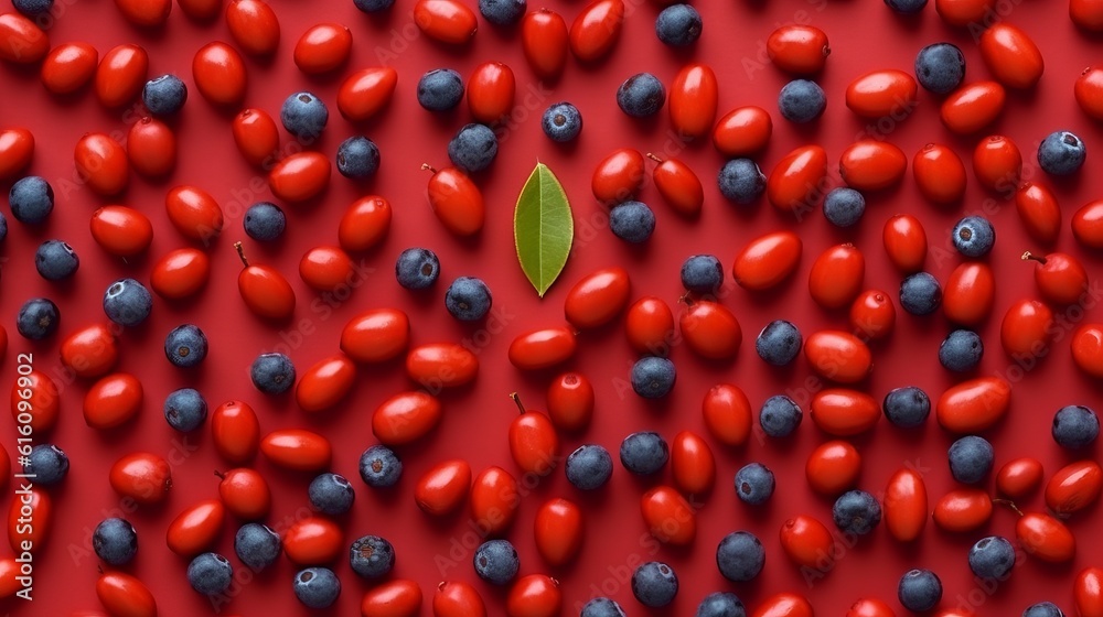Barberry berries are red and yellow. Monochromatic background with ...