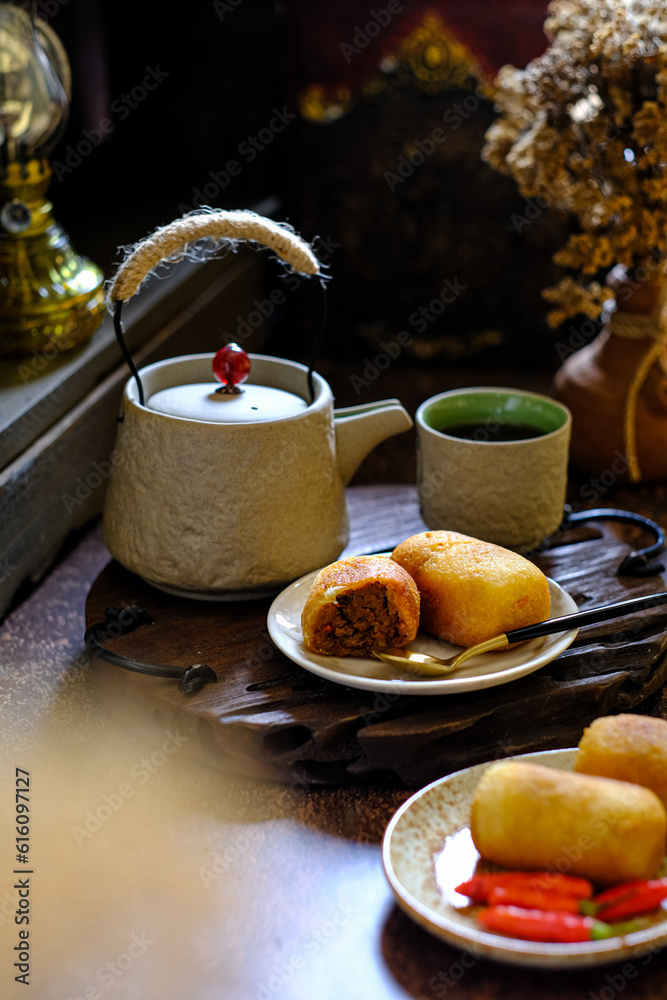 combro, Indonesian traditional cake made from cassava and oncom Stock ...