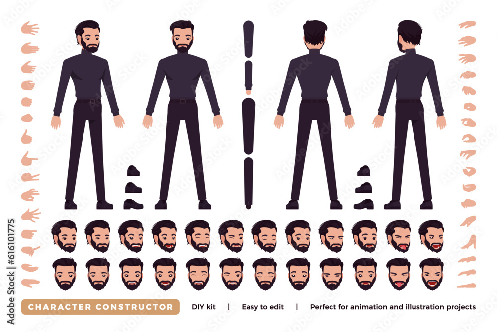 Business latino man character DIY constructor. Businessman black ...