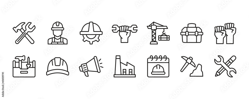 Labor icon set. Vector graphic illustration. Stock Vector | Adobe Stock