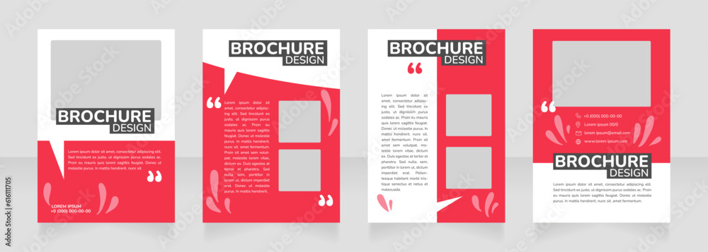 Flowers and plants red blank brochure design. Template set with copy ...