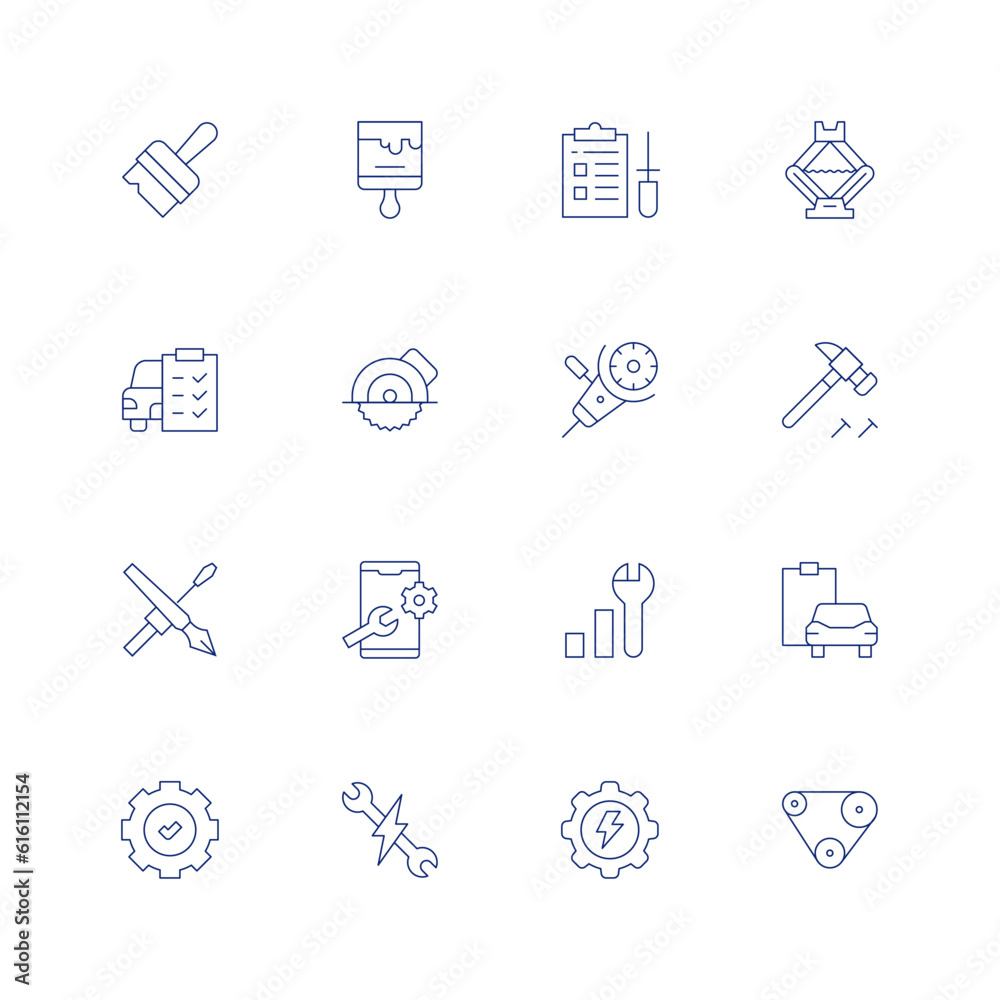 Repair line icon set on transparent background with editable stroke ...