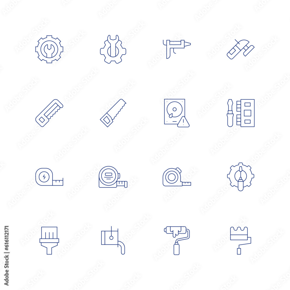 Repair line icon set on transparent background with editable stroke ...
