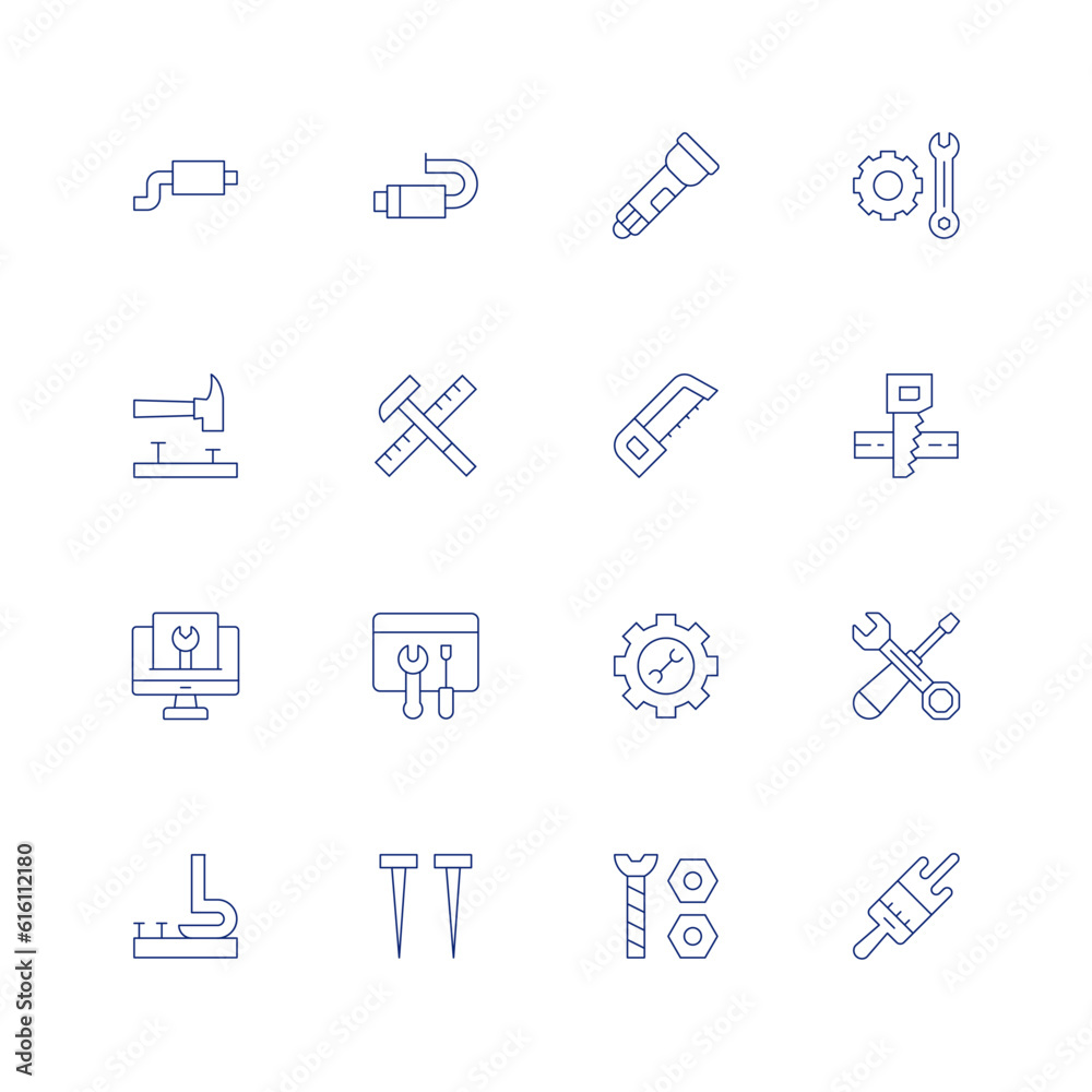 Repair line icon set on transparent background with editable stroke ...