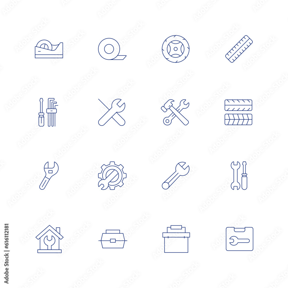 Repair line icon set on transparent background with editable stroke ...