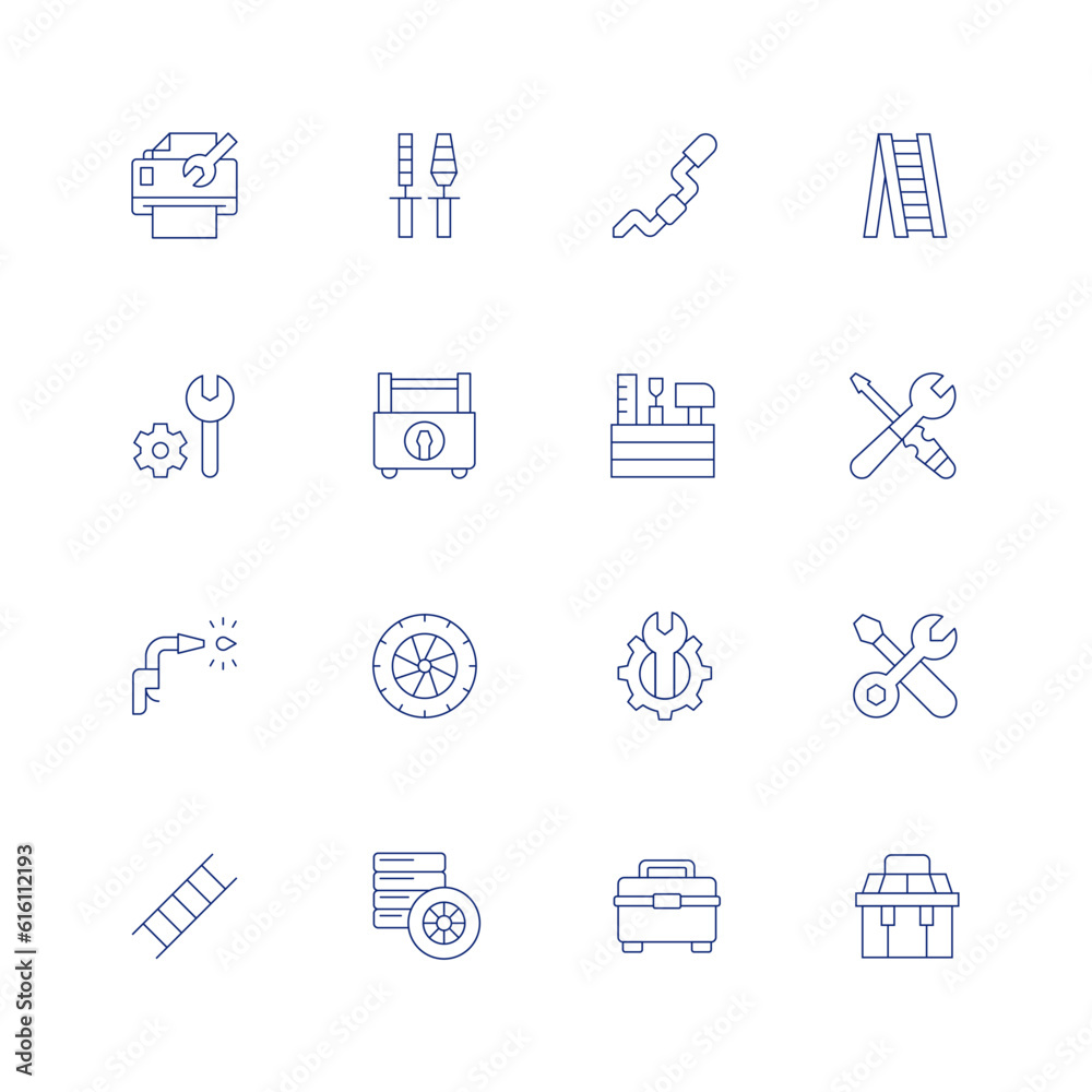 Repair line icon set on transparent background with editable stroke ...