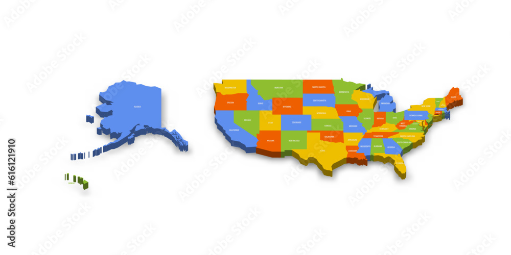United States of America political map of administrative divisions ...