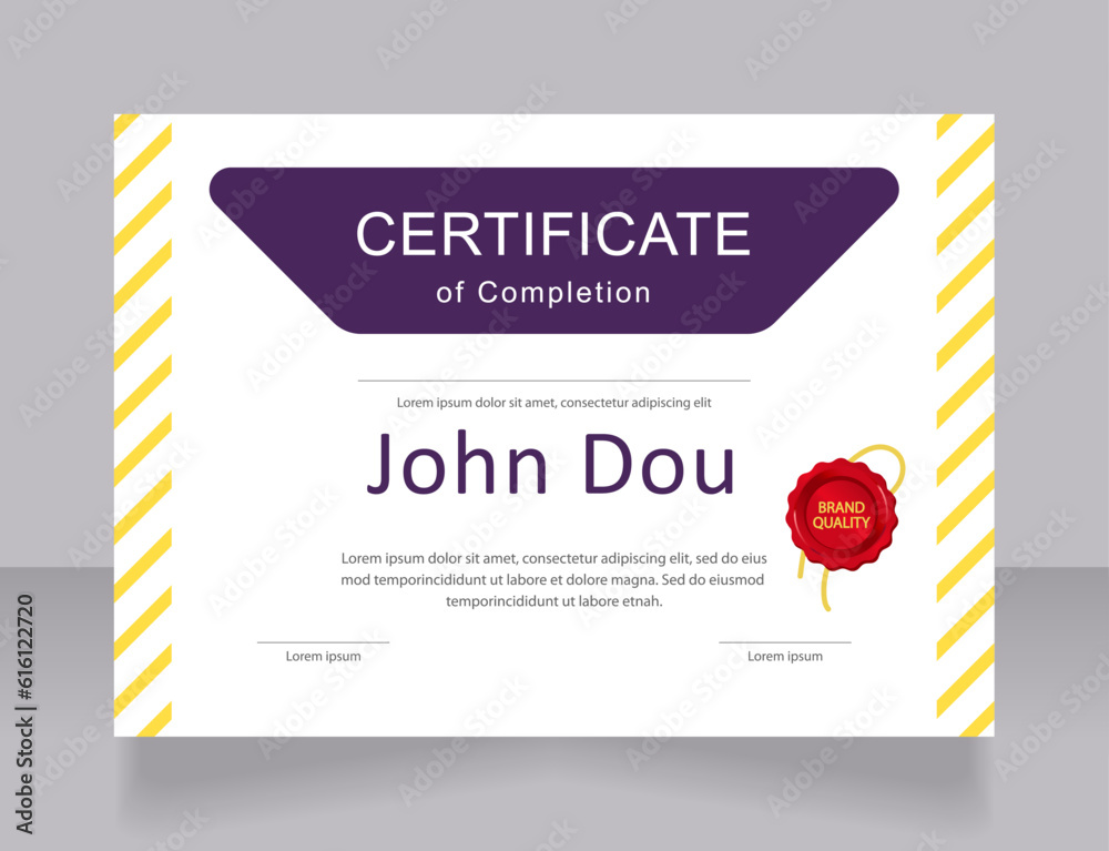 Building completion certificate design template. Vector diploma with ...