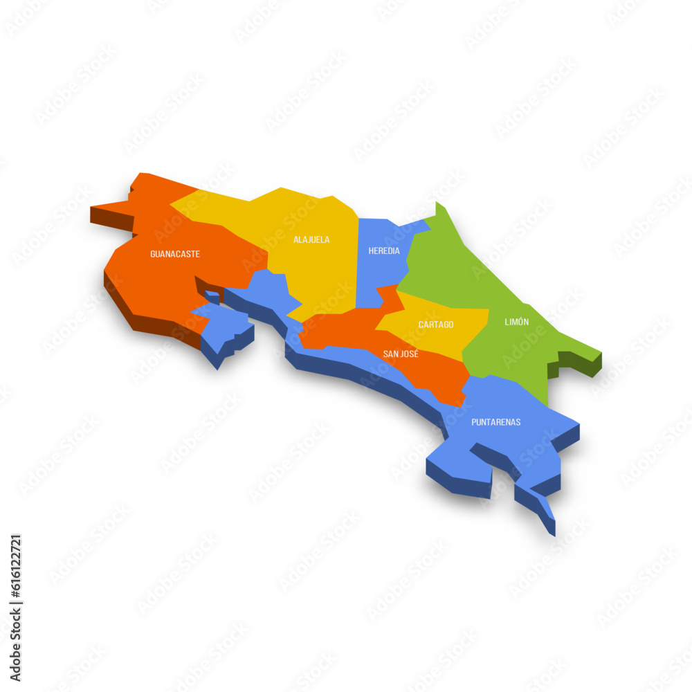 Costa Rica political map of administrative divisions - provinces ...