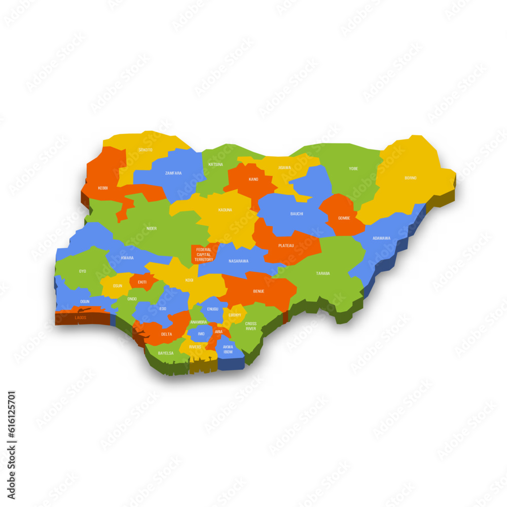 Nigeria political map of administrative divisions - states and federal ...