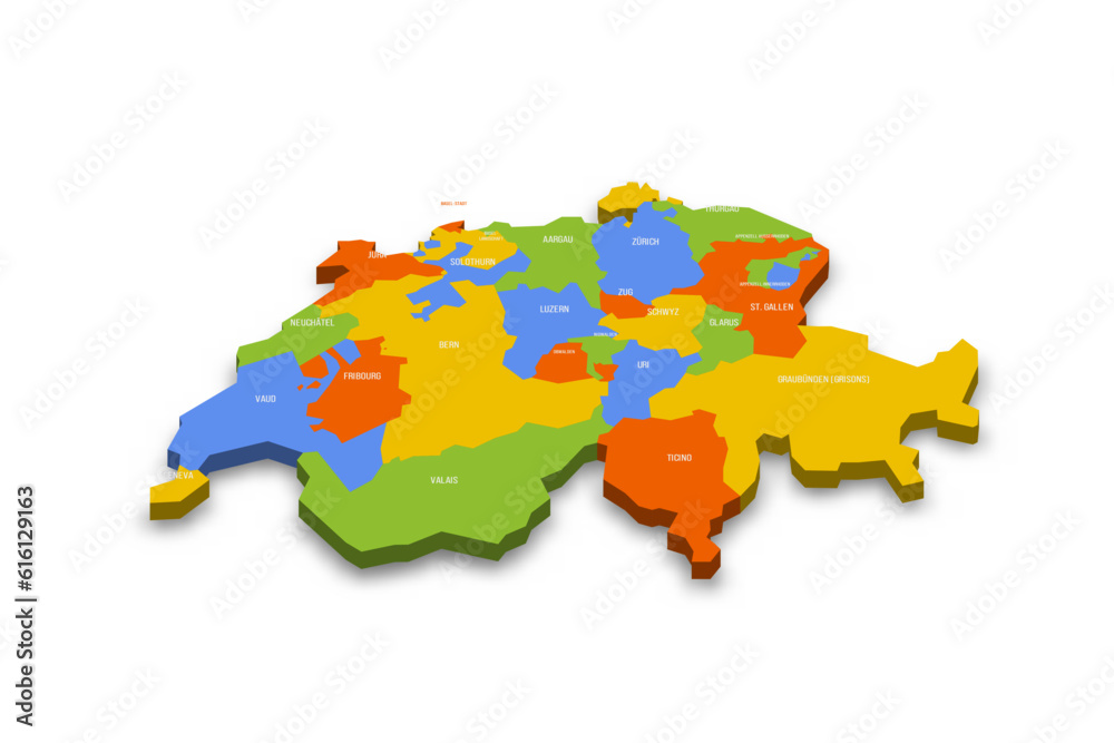 Switzerland political map of administrative divisions - cantons ...
