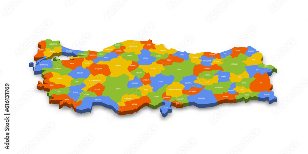 Fototapeta mapa świata dla dzieci Turkey political map of ...