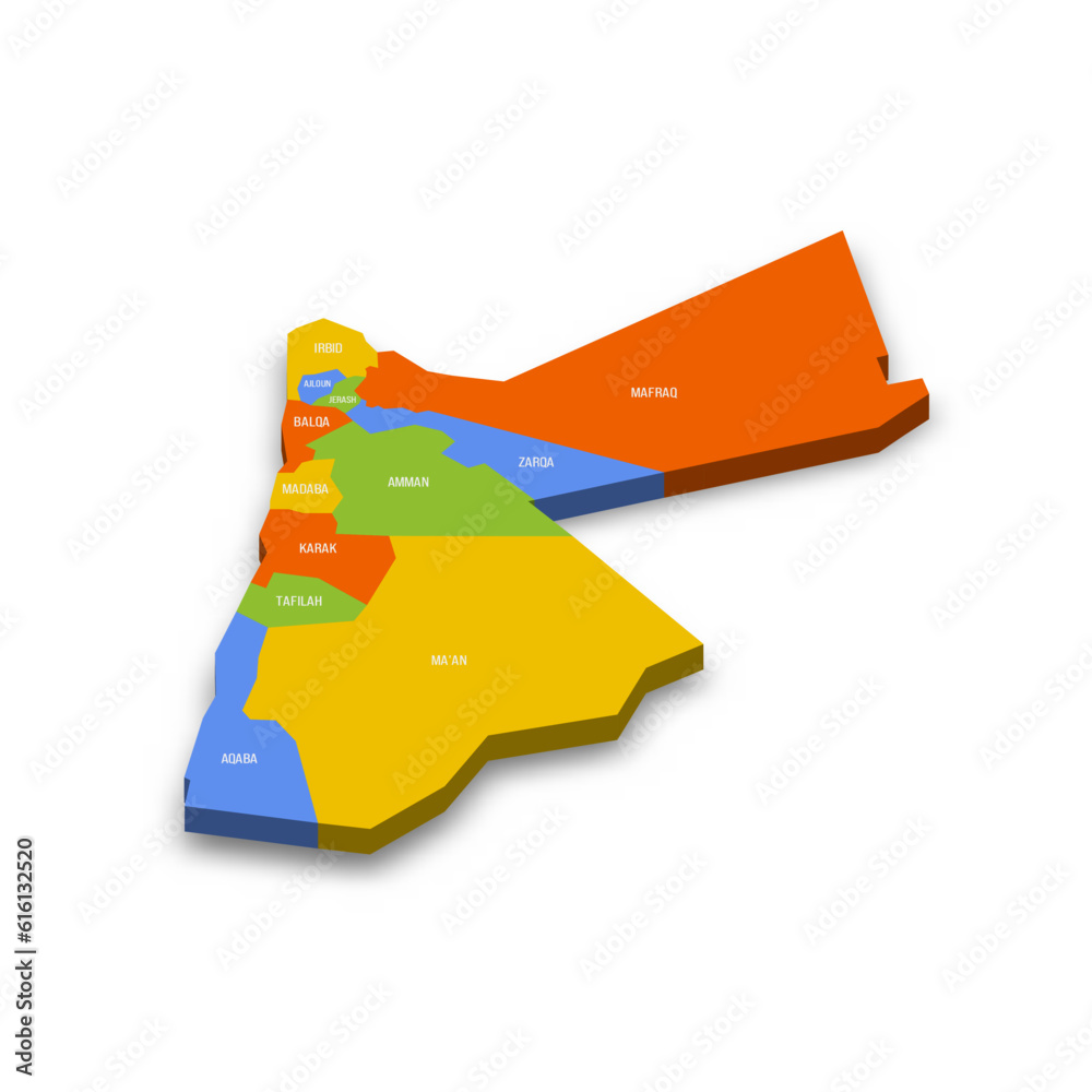 Jordan political map of administrative divisions - governorates ...