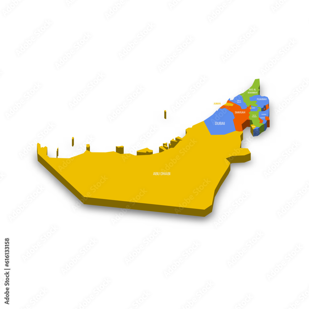 United Arab Emirates political map of administrative divisions ...