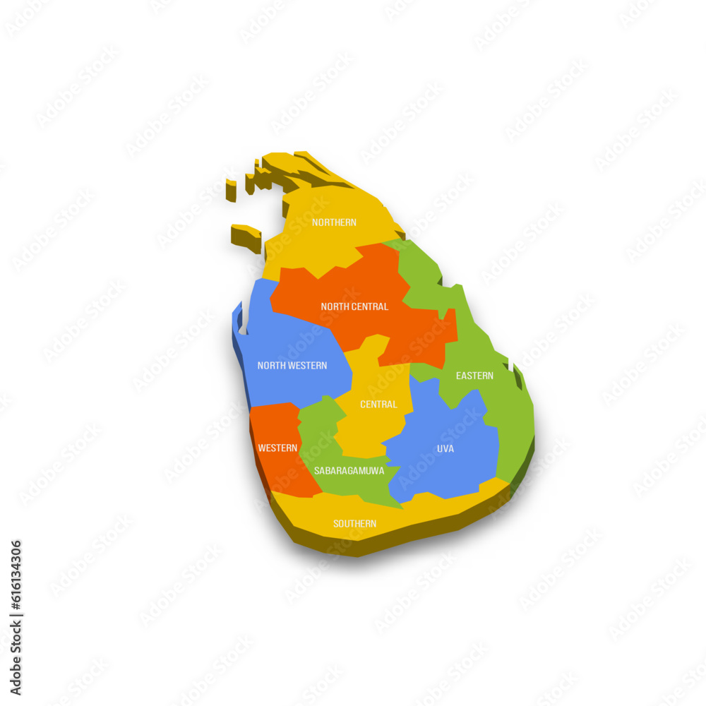 Poster Sri Lanka political map of administrative divisions - provinces – Wall Art | UkPosters