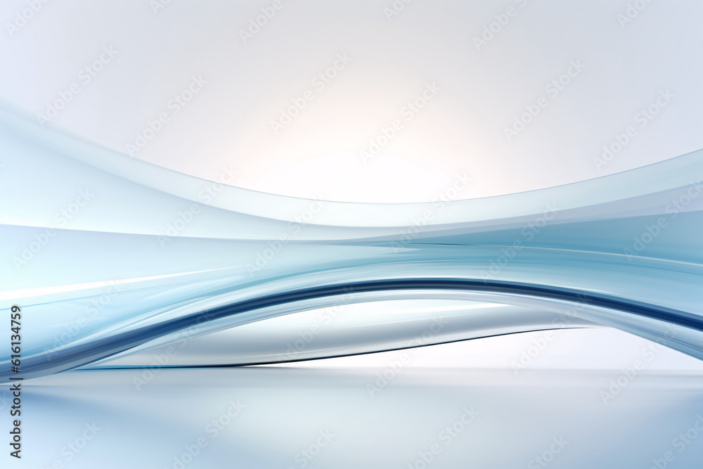 Transparent gradient glass curved surface 3D rendering, abstract curved ...