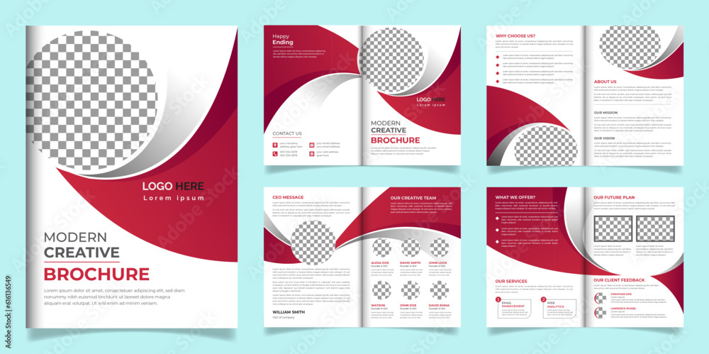 8 page Professional brochure landscape template, corporate business ...